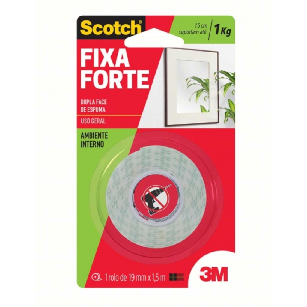 Fita Adesiva Dupla Face 19mm X 1,5m 3m Fixa Forte Interno | Shopee Brasil