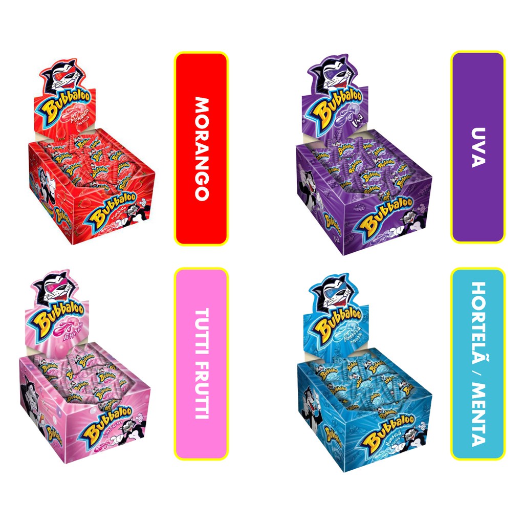 Chiclete babaloo 60 unidades, Bubaloo mastigavel bala | Shopee Brasil