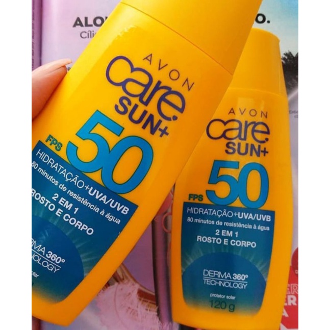 Protetor Solar 2 em 1 Rosto/Corpo Avon Care Sun+ FPS 50 120 g | Shopee Brasil