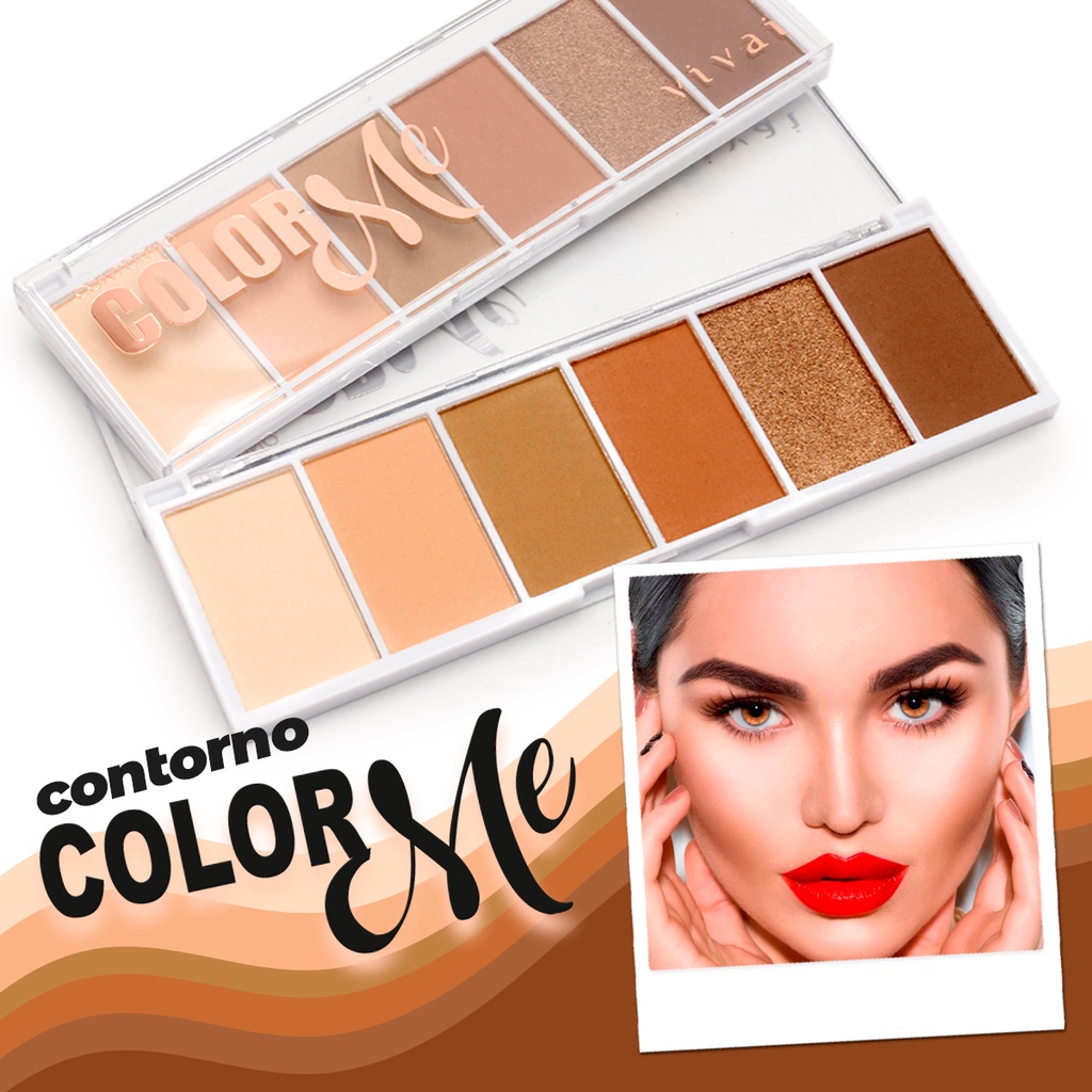 Paleta de Contorno Facial em Pó e Iluminador Color Me Vivai | Shopee Brasil