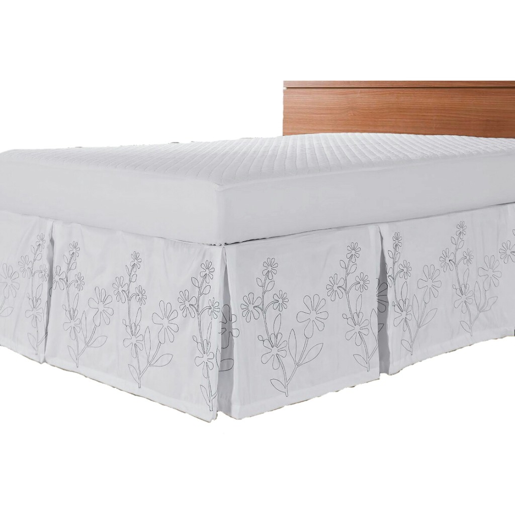 Saia Para Cama Box Casal Queen Bordada | Shopee Brasil