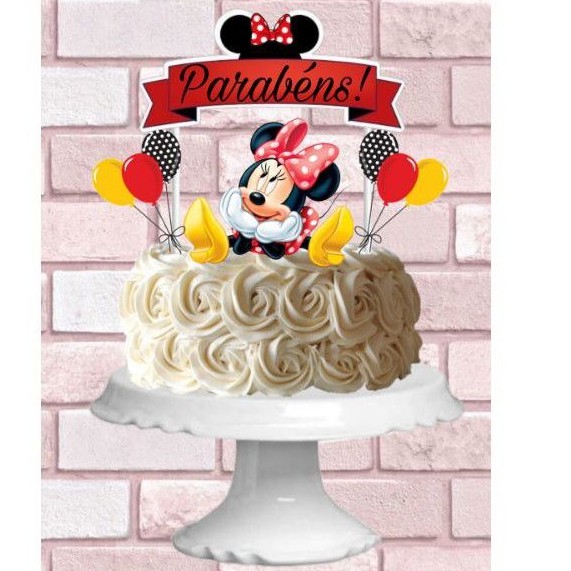 Minnie Topo de Bolo + 20 topper docinho | Shopee Brasil