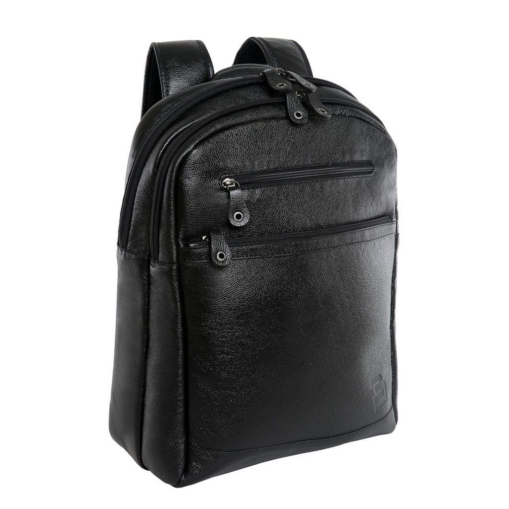 Mochila em Couro Legíitimo Preta Bennemann | Shopee Brasil