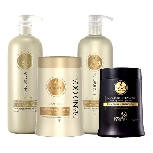 Kit Haskell Mandioca Sh. Cond Másc 900g + Máscara Cavalo 500g | Shopee Brasil