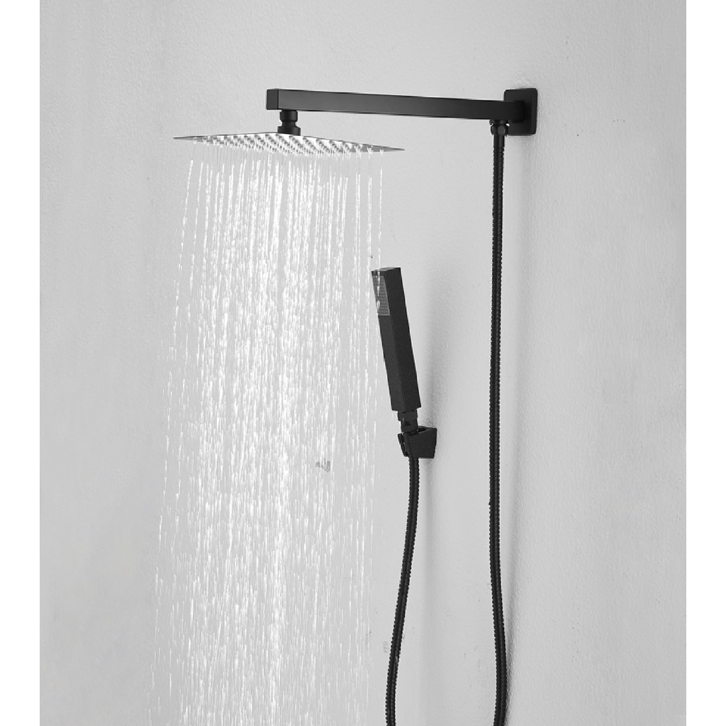 Chuveiro Preto Fosco 20x20 Ducha Inox Quadrada Com Desviador E Ducha ...