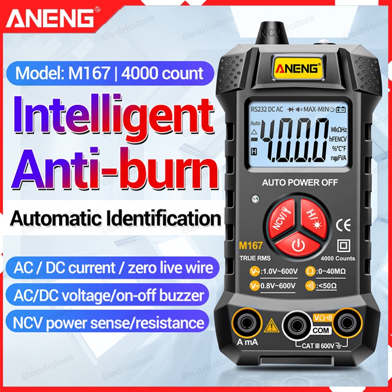 ANENG M167 Multímetro Digital 4000 Conta Instrumentos Elétricos AC/DC ...