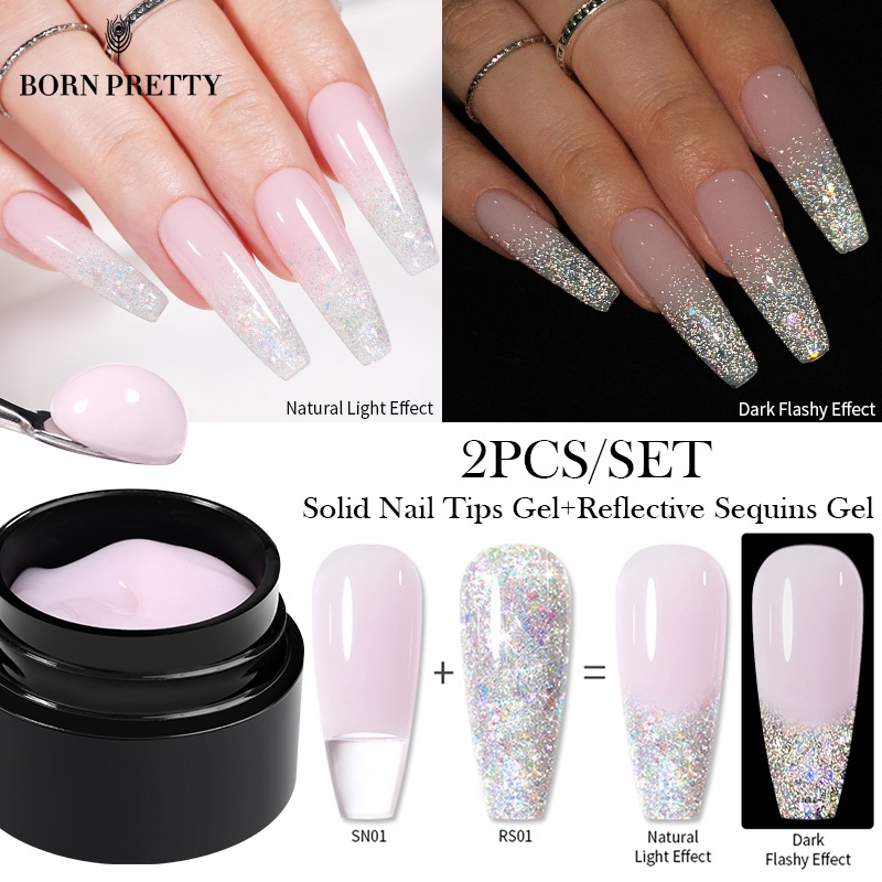 BORN PRETTY 4Pcs Sequins Refletivas Conjunto De Gel De Unhas Leite ...