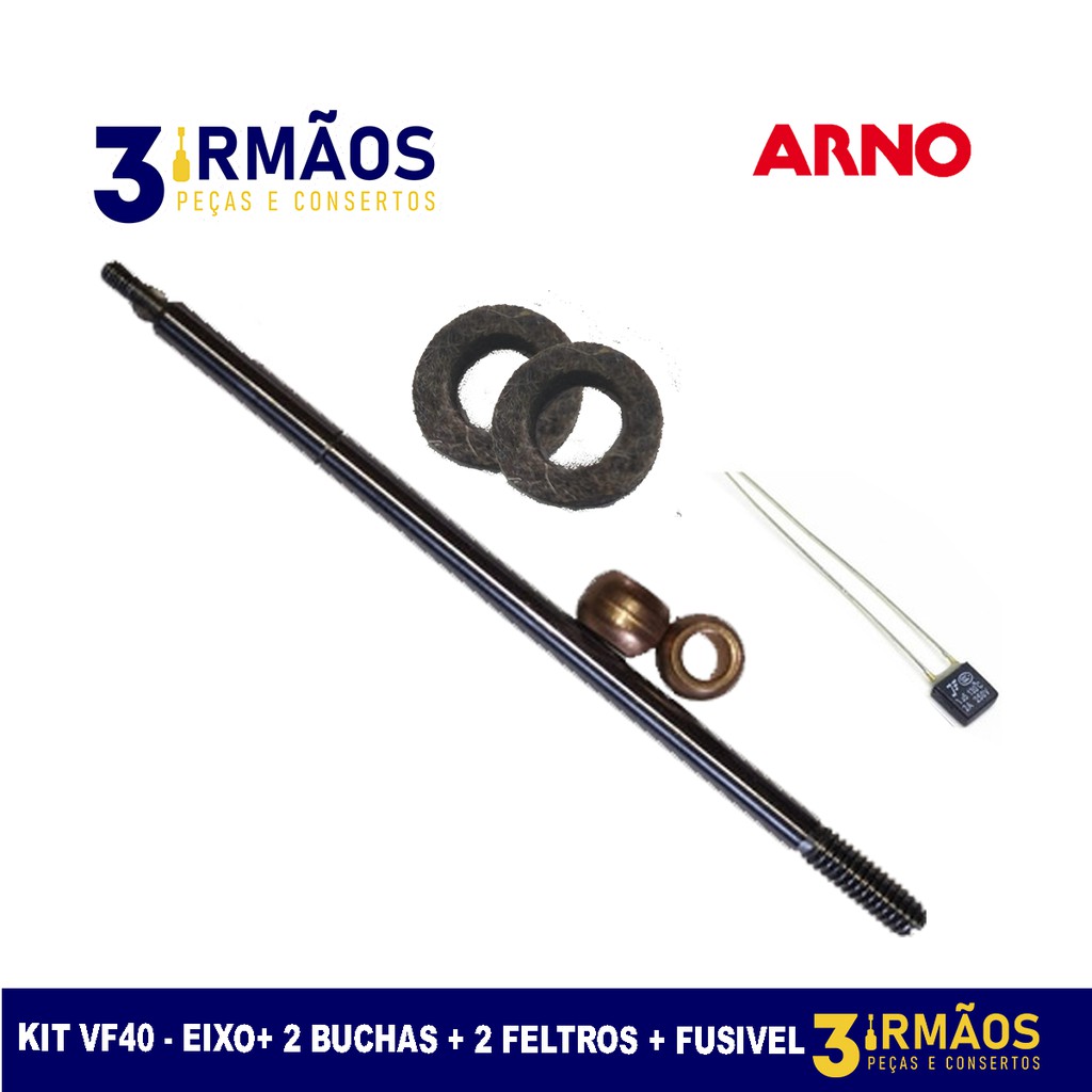 Kit Eixo e 2 Buchas Ventilador Arno Vf40 + Feltro + Fusivel - Escorrega ...