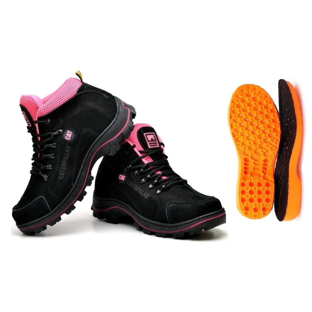 Bota Caterpillar Adventure Feminina Rosa Trilha Em Couro Legítimo ...