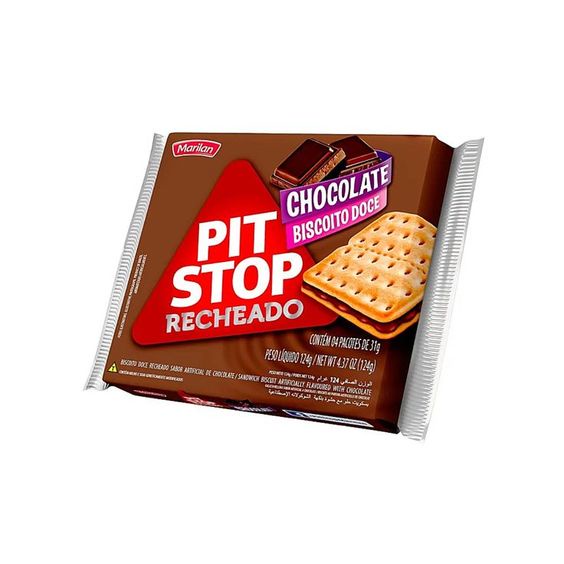 Biscoito Pit Stop Recheado Sabor Chocolate Novidade Marilan | Shopee Brasil