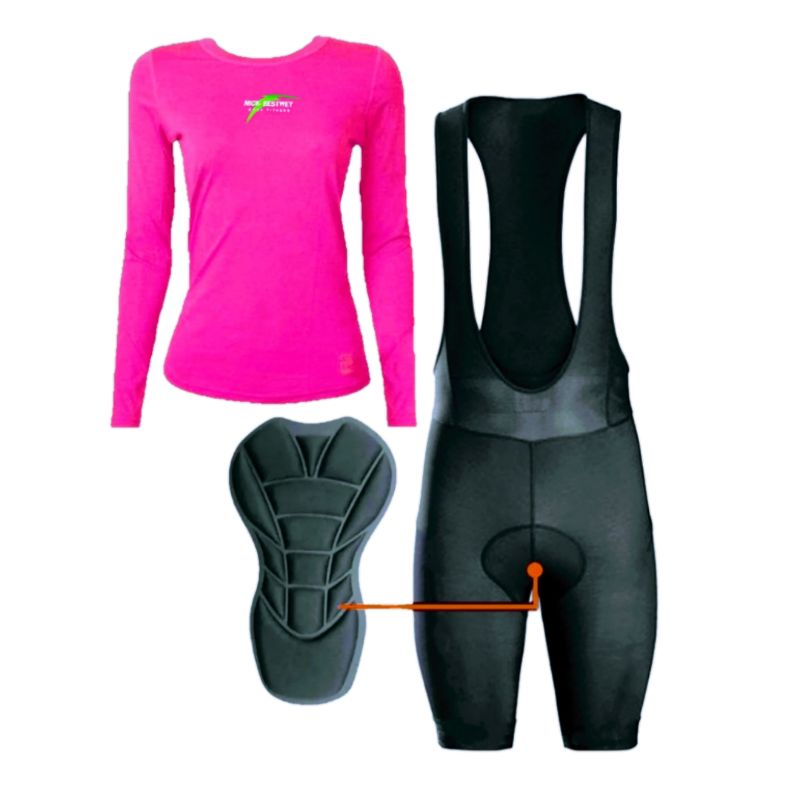 Kit Conjunto Bretelle E Camisa Feminino Ciclismo Bike Mtb Forro ...