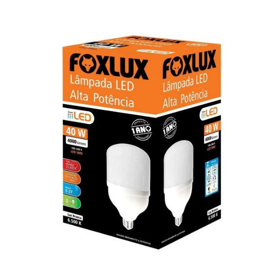 Lampada Led Foxlux 40W 6500K Alta Potência Base E-27 Bivolt | Shopee Brasil