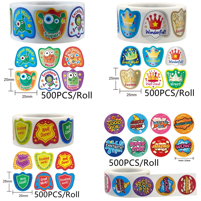 1polegadas 500pçs/Roll Shield-shaped Crown Teacher Reward Student ...