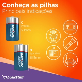 02 Pilhas D Grande Alcalina RAYOVAC - 1 Cartela com 2 Unidades LR20 1 ...