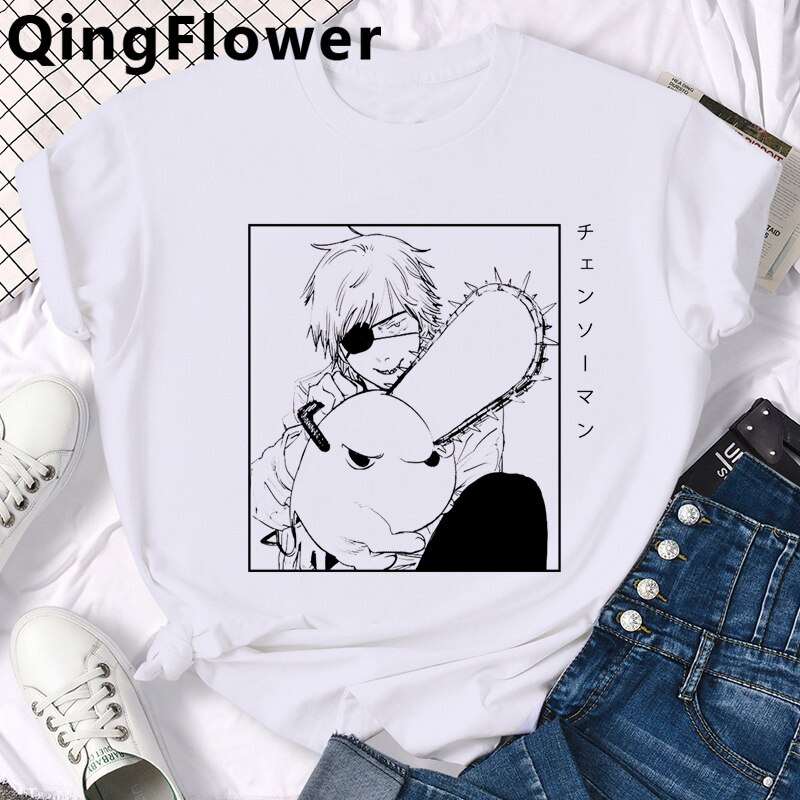 Anime Chainsaw Man summer top men graphic tees japanese aesthetic ...