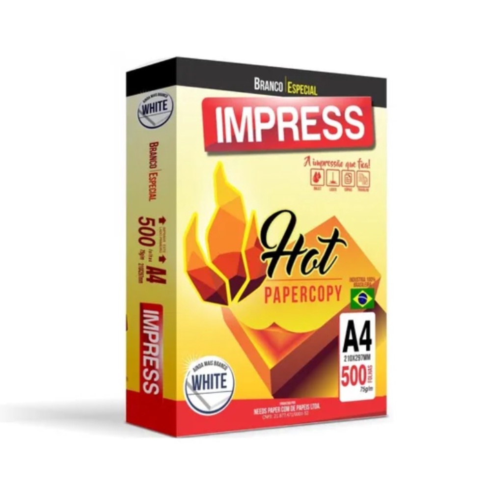 Papel Sulfite A4 Branco Impress 75g Pacote Com 500 Folhas | Shopee Brasil