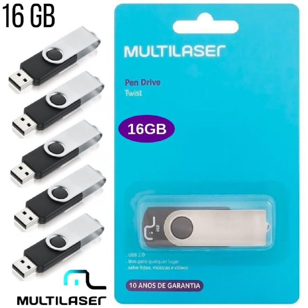 Kit 5 Pen Drive 16gb Multilaser Twist 2.0 Pd588 Atacado Revenda ...