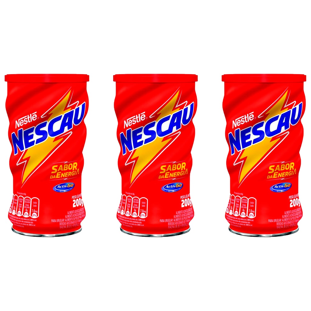 Kit 3 Achocolatado Em Pó Nescau Nestle Lata 200g | Shopee Brasil