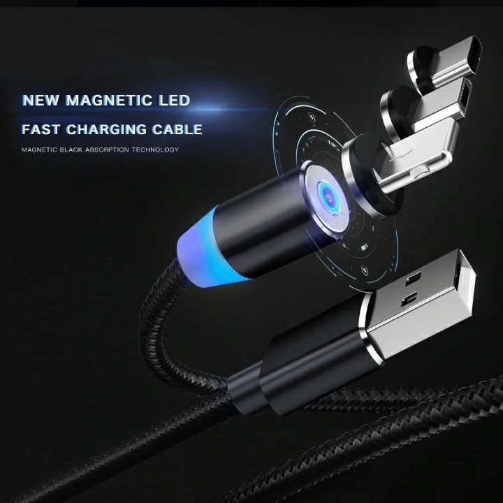 Cabo Carregador Magnético Usb 3 Em 1 Tipo C/ Led Ios Android | Shopee Brasil