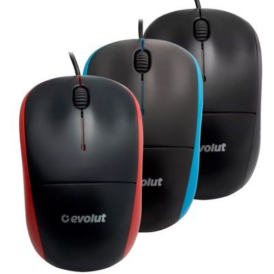 Mouse Óptico Evolut Office Eo-102 Usb Com Fio Preto,Vermelho Ou Azul ...
