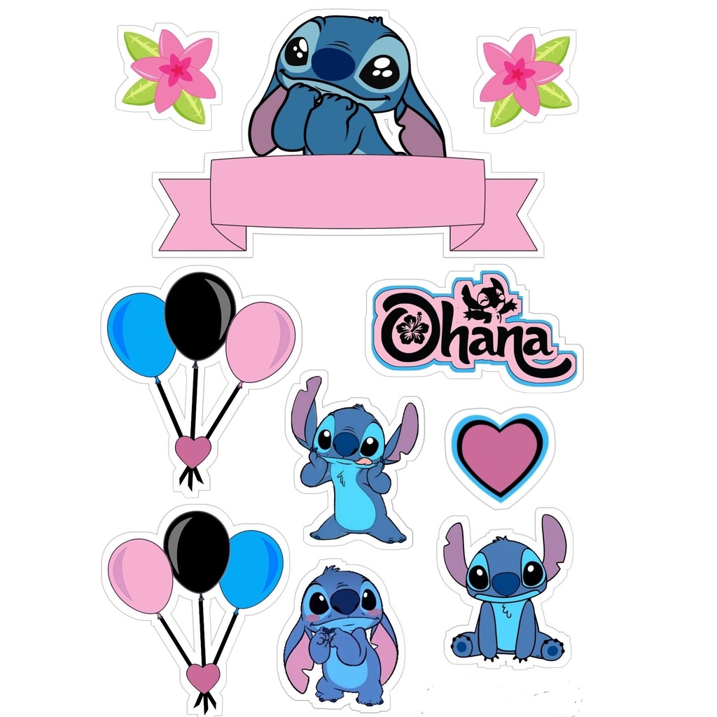 Topo de Bolo e Toppers Lilo Stitch Ohana Personalizado | Shopee Brasil
