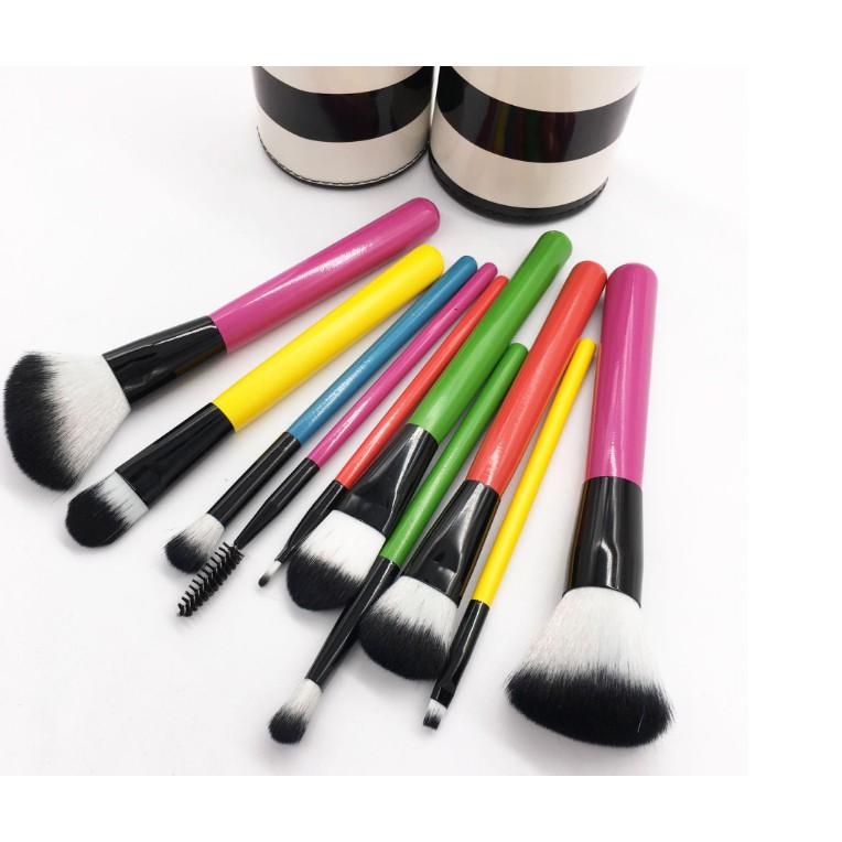 Kit 10 Pincel Para Maquiagem Rosa Fashion Pinceis Colorido | Shopee Brasil
