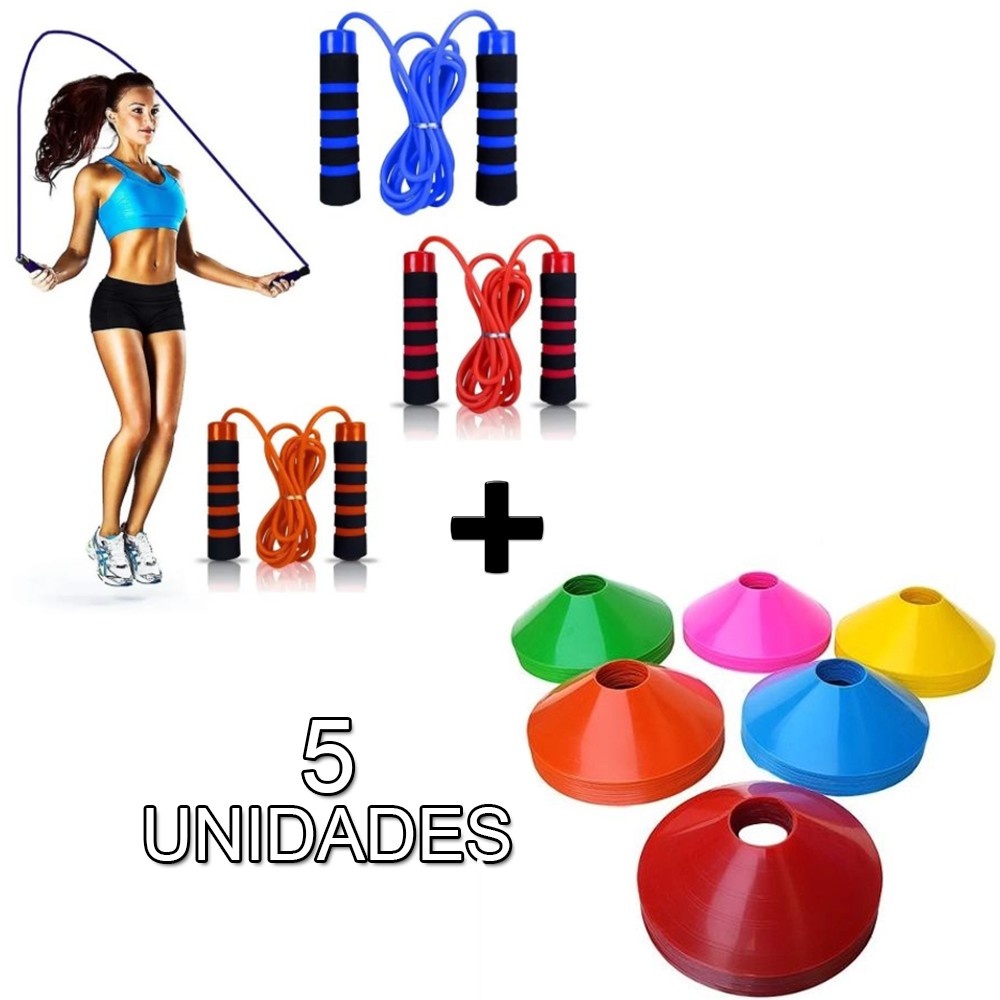Corda de pular com Rolamento e 5 Un Cone Tartaruga p/ Treino | Shopee Brasil