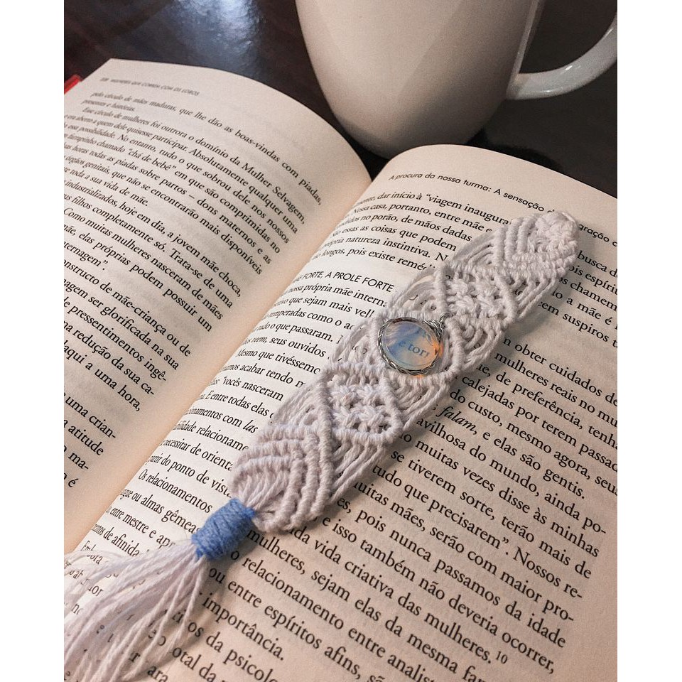 Marcador de Pagina em Macramê com Pedra | Shopee Brasil