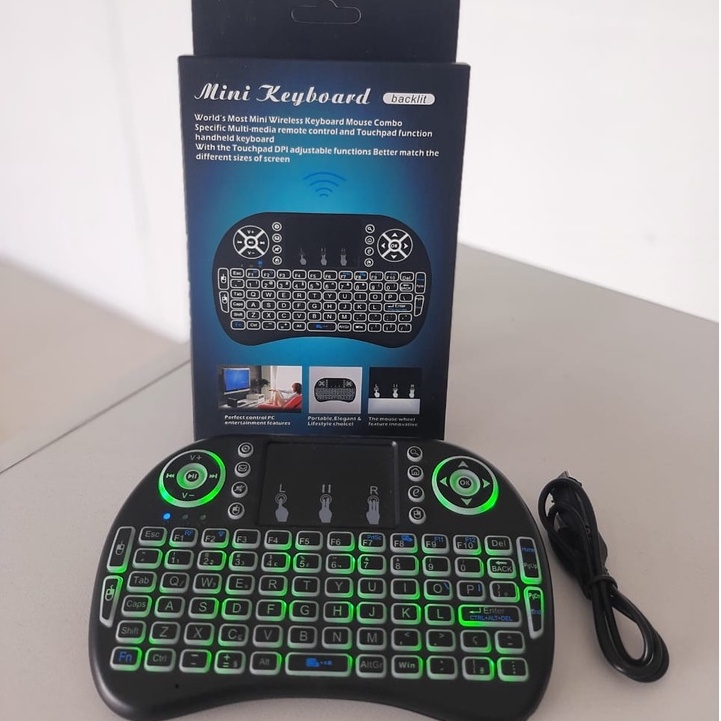 Mini Teclado Keyboard Controle Sem Fio Wireless Iluminado Luz Led ...