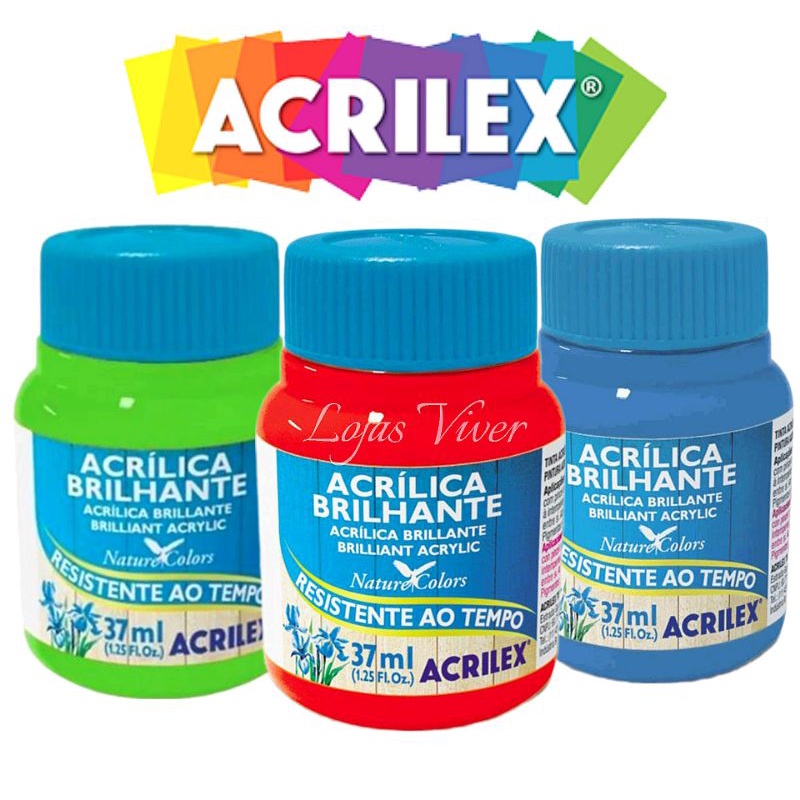 Tinta Acrílica Brilhante 37ml - Acrilex | Shopee Brasil