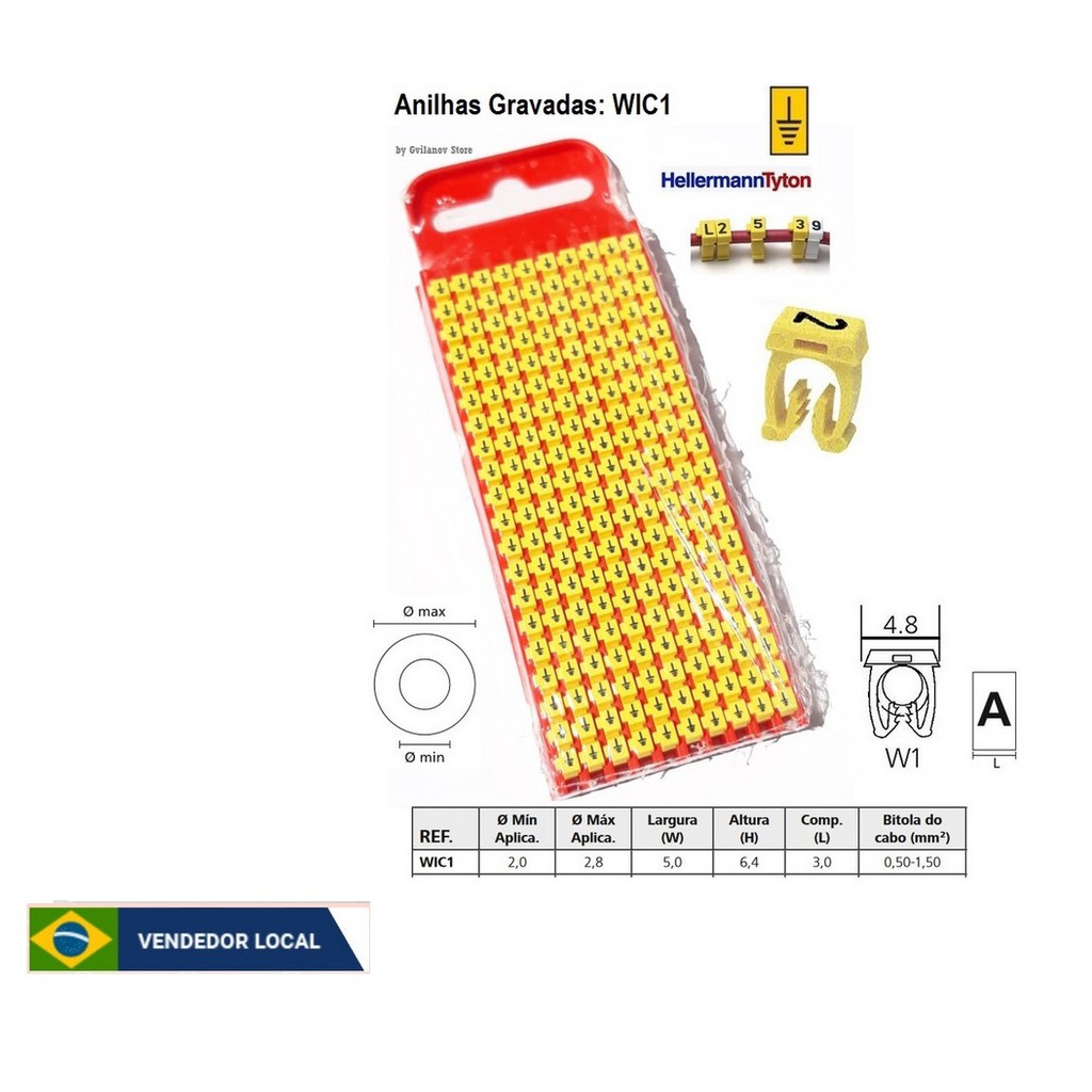 Anilha Hellermann (0,5²-1,5) Wic1 Símbolo ATERRAMENTO | Shopee Brasil
