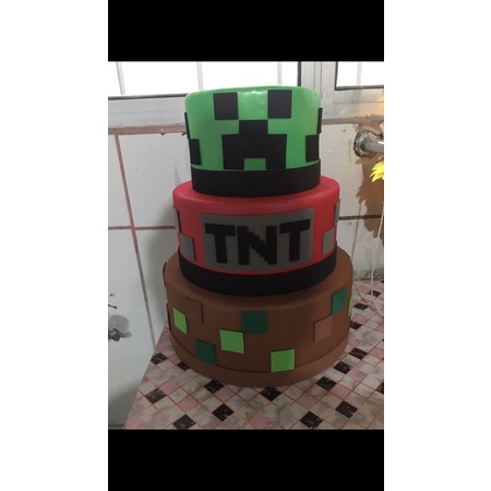 Bolo Fake Minecraft 3 Andares | Shopee Brasil
