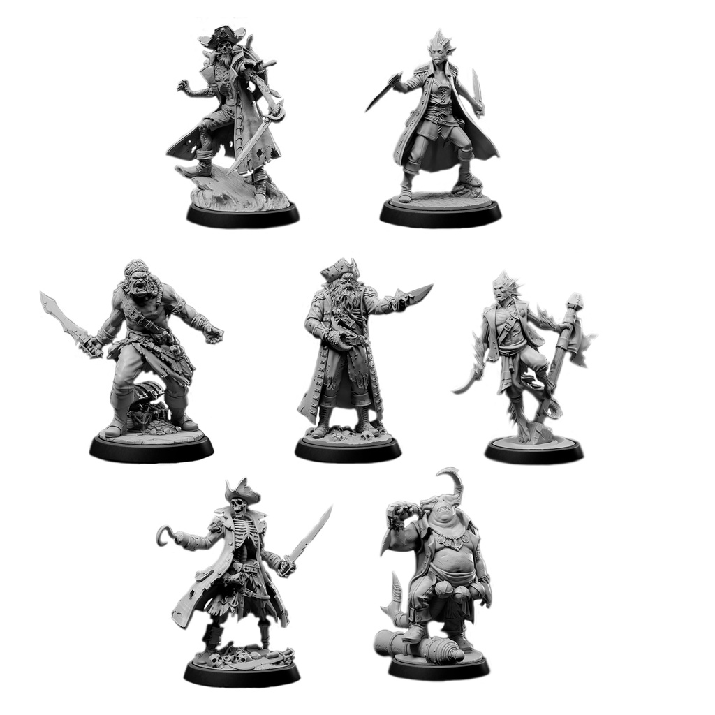 Kit 7 Piratas Pack 1 - Miniatura de RPG, Boardgame Dungeons And Dragons ...