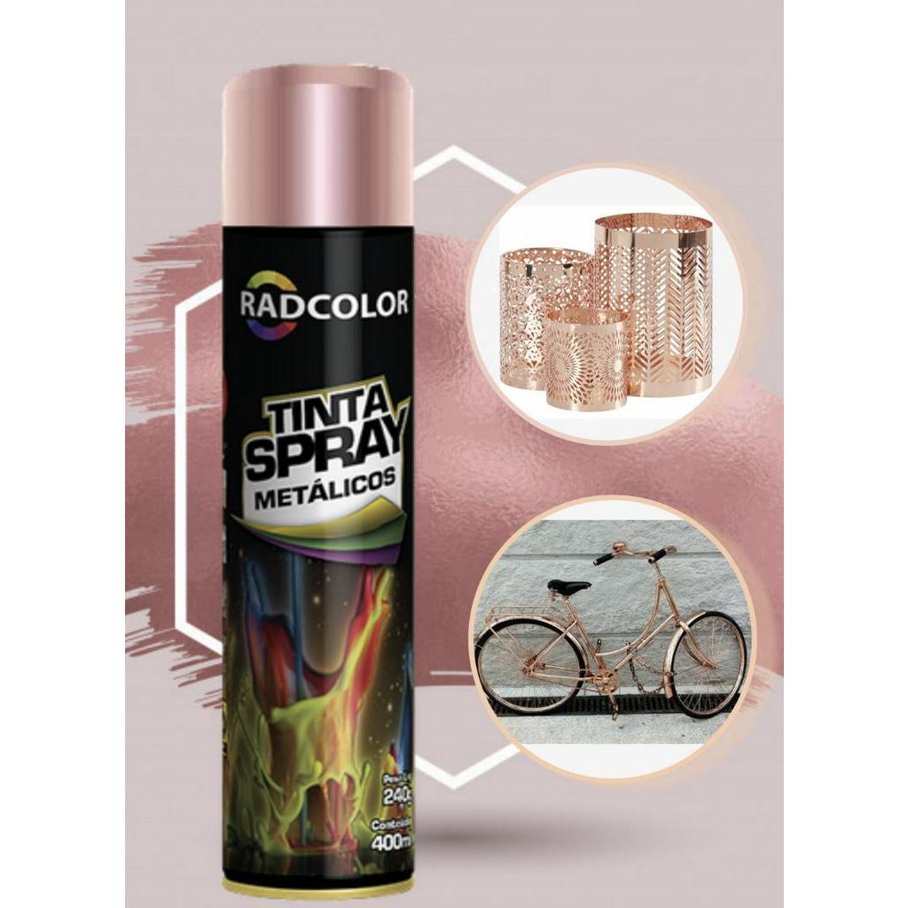 Tinta Spray Rose Gold (ouro Rosa) Efeito Metalizado Brilho automotivo ...