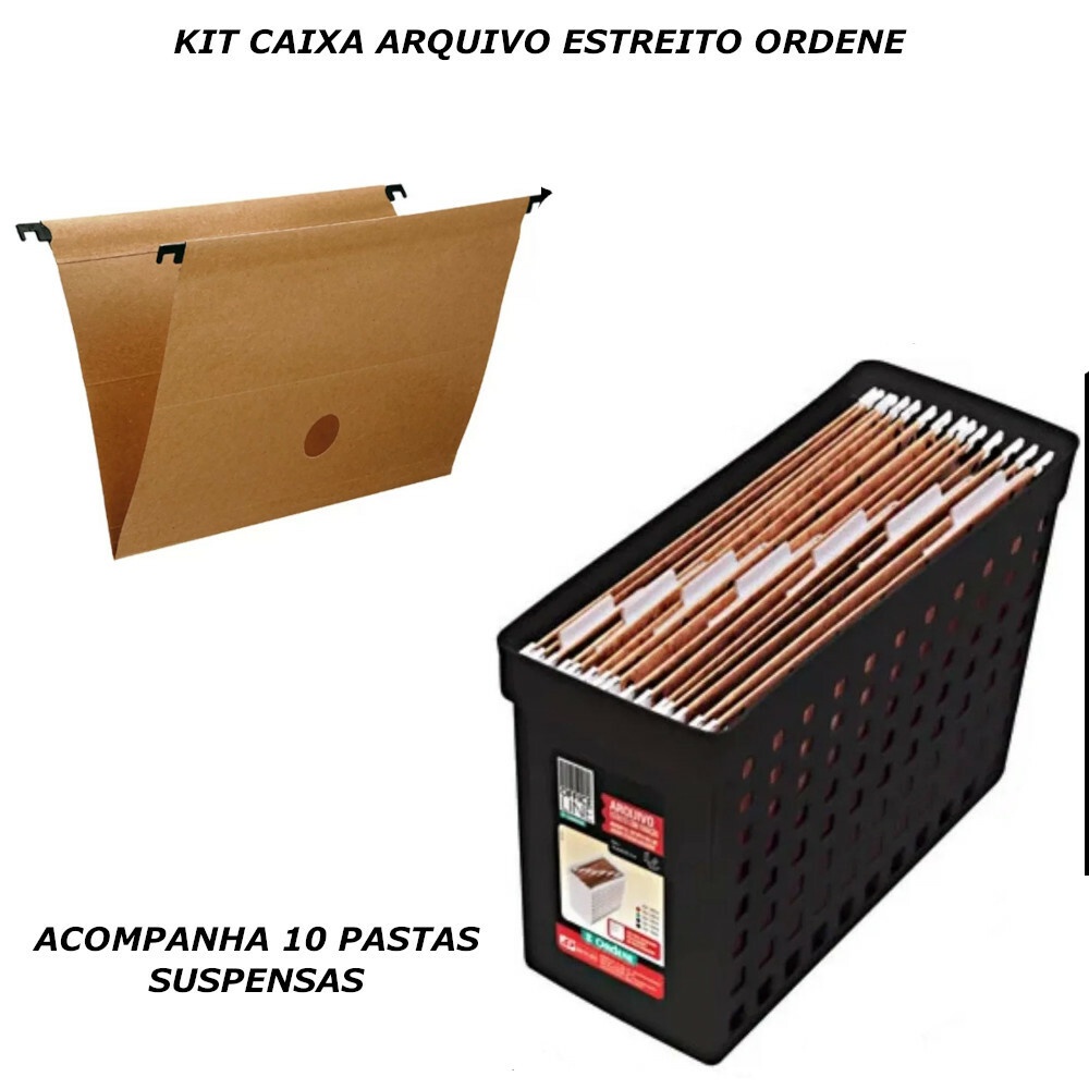 Pasta Suspensa Kraft Arquivo Completa Com Acessórios 10 Unid ...