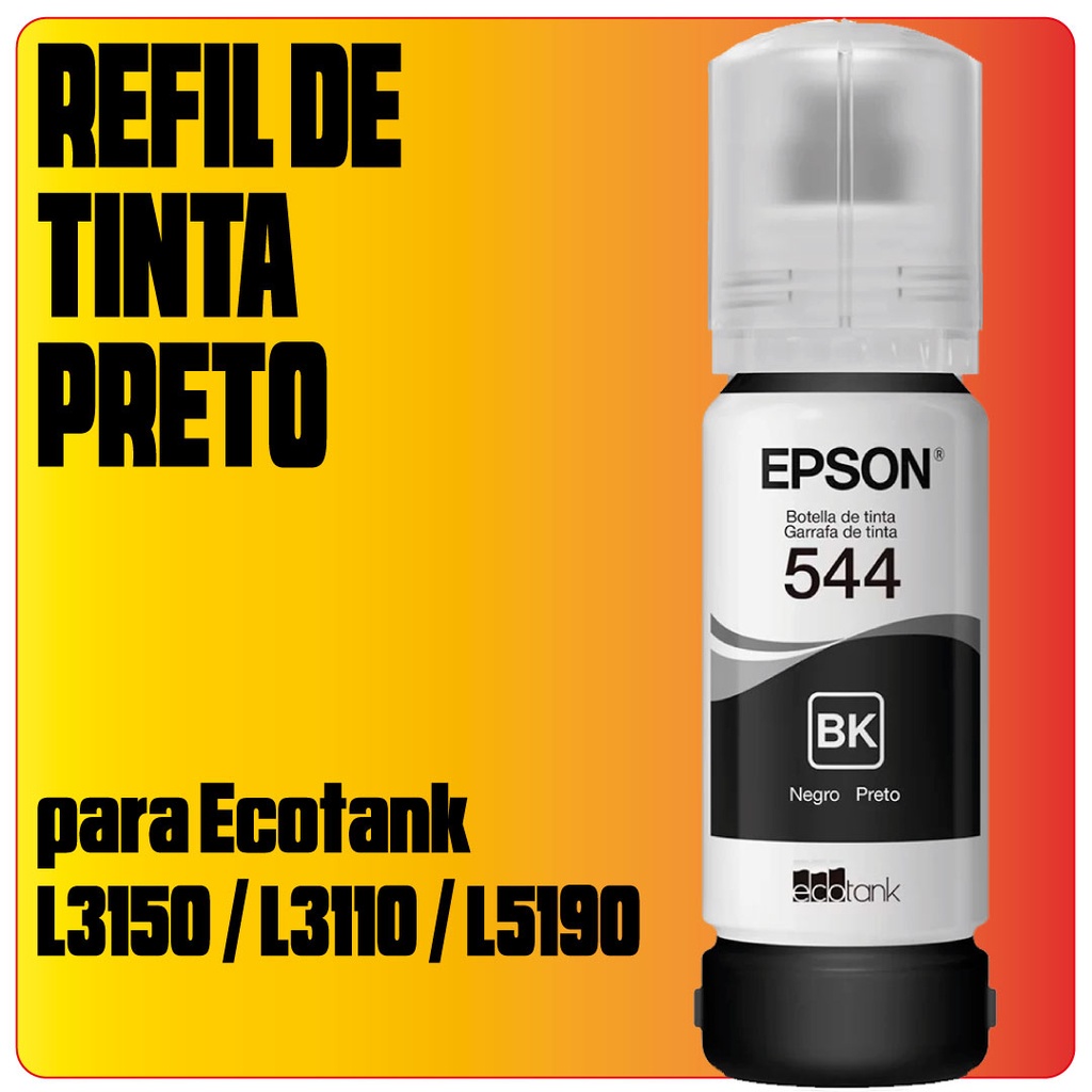 REFIL TINTA ORIGINAL EPSON T544 TANQUE PRETO L3110/3150 T544120-AL ... REFIL TINTA ORIGINAL EPSON T544 TANQUE PRETO L3110/3150 T544120-AL ...