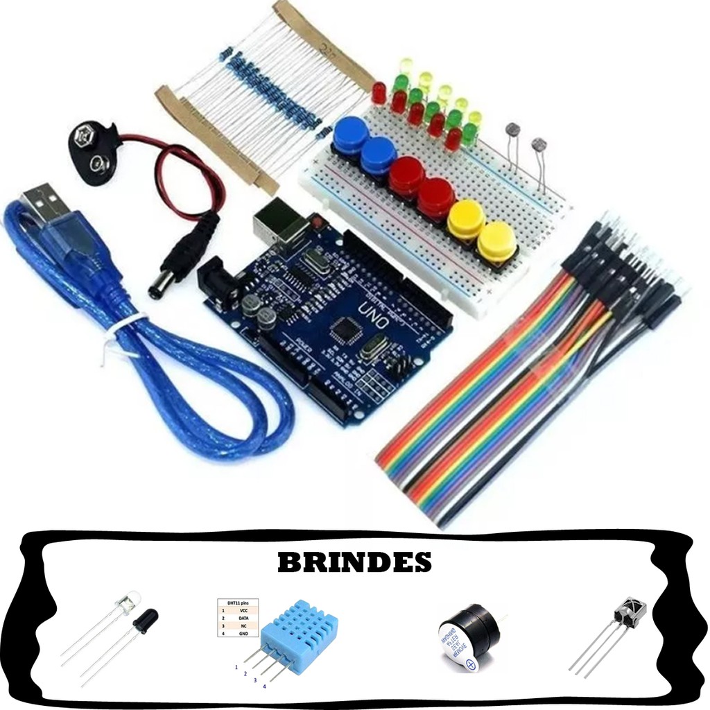 Kit Uno R3 Automação e Robótica para Iniciantes e estudante Pronta ...