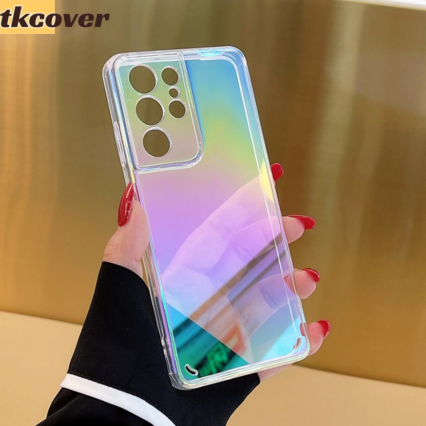 Rainbow Gradiente Laser Caixa Do Telefone Para Samsung Galaxy S22 S21 S20 Ultra Plus S20 FE Nota ...
