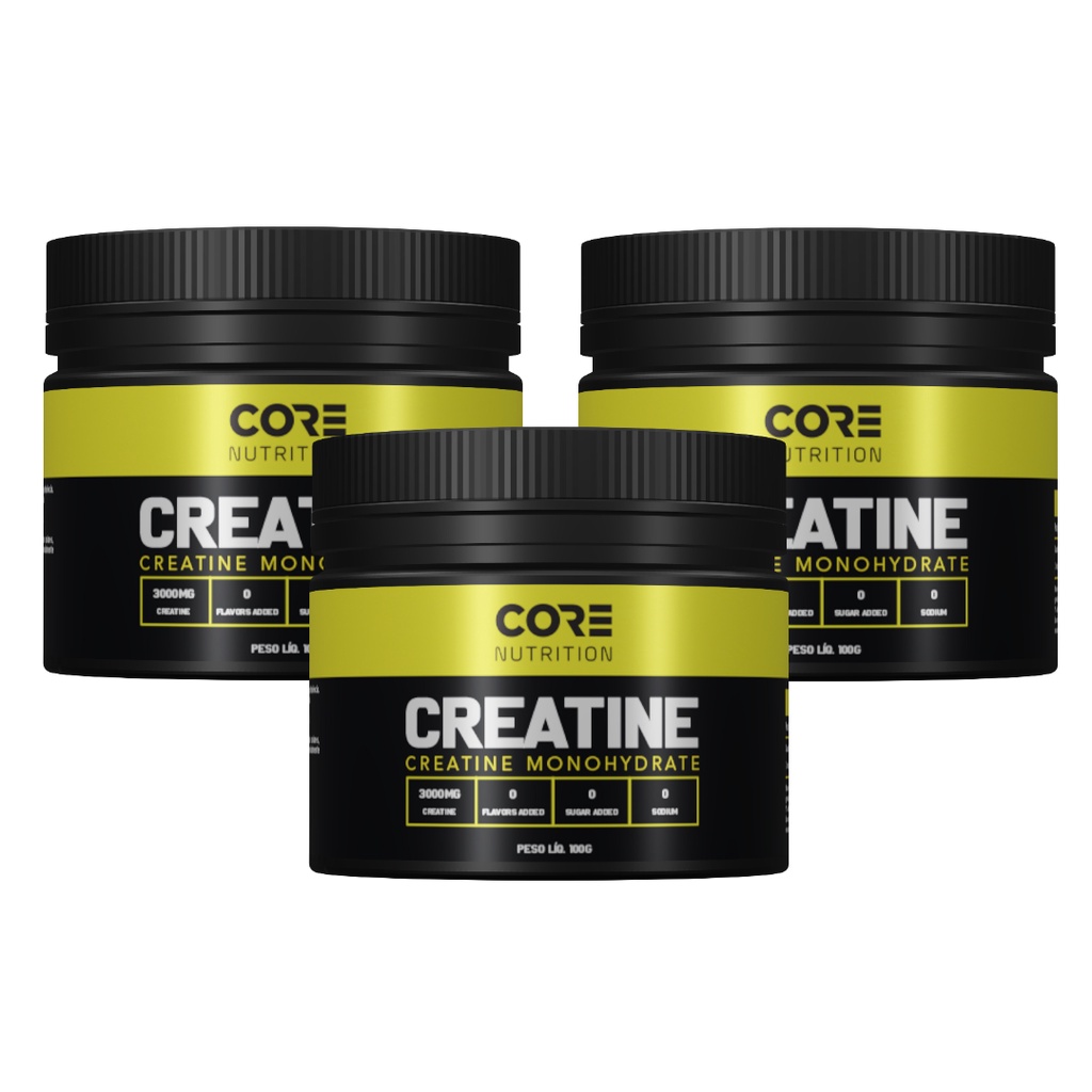 Combo 3x Creatina Monohidratada 100g - Core Nutrition | Shopee Brasil