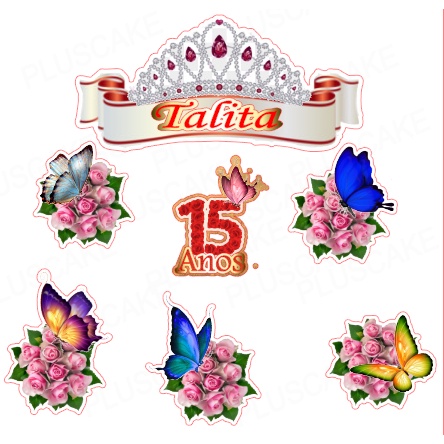 Topper Topo de Bolo 15 anos Debutante Aniversário Feminino ...
