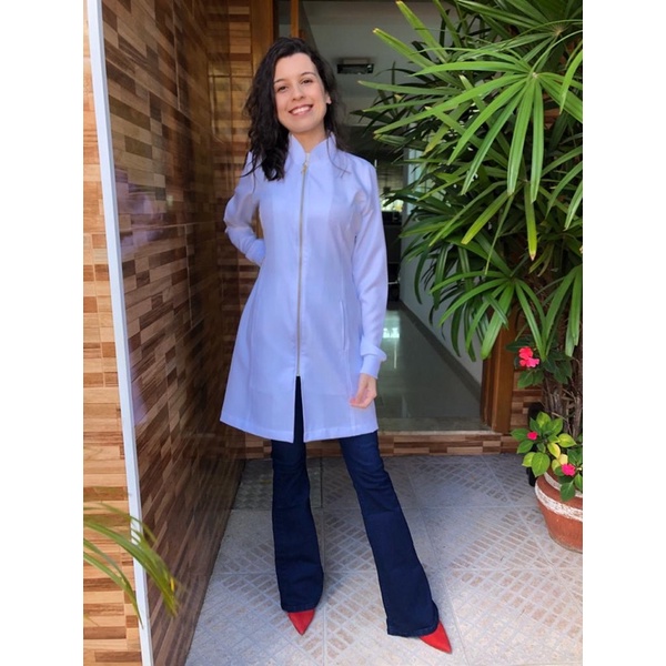 Jaleco Feminino Andreza Branco | Shopee Brasil