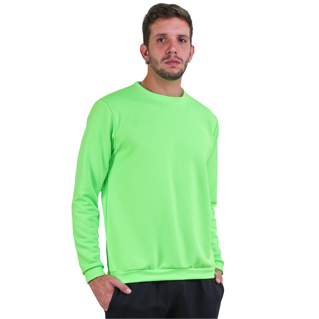 Moletom Careca Liso Neon Manga Longa Verde Meio Swag Produto Nacional ...