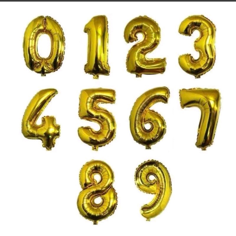 Balao de Numeros Metalizado Dourado - 40cm Decoracao de Festa | Shopee ...