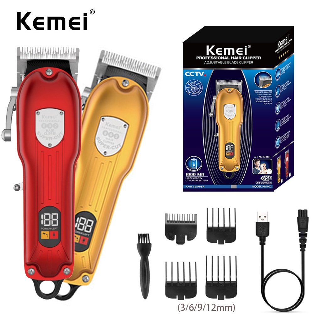 Kemei KM-246 Máquina De Cortar Cabelo Sem Fio Transparente Lcd Display ...