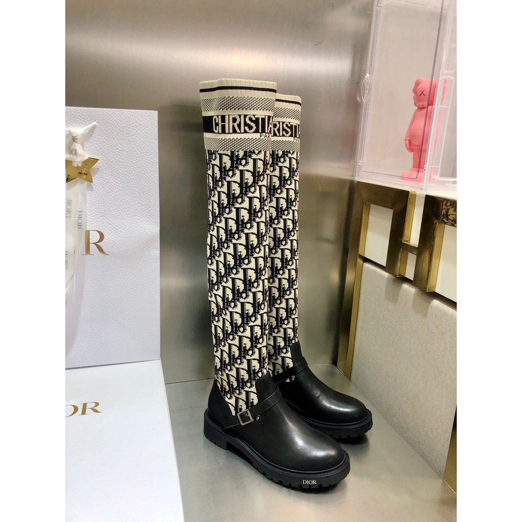 Dior Knight 2021 Outono E Inverno Botas Com Letra Elástica Cabeça ...