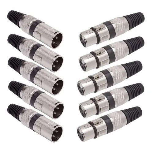 Kit 4 Plugs Conectores XLR Canon Macho 3 Pinos Metal Niquelado Para Microfone e DMX LU-71218 da ...