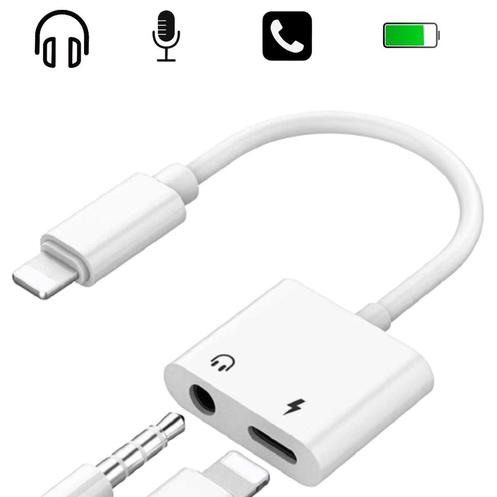 Adaptador Duplo Lightning P2 Fone Carregador Compatível com iPhone ...