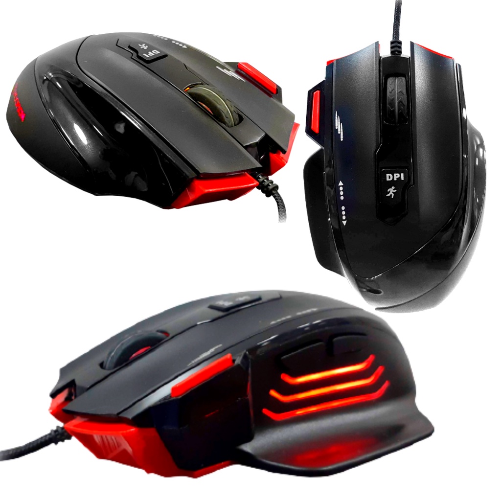 Mouse Gamer Ergonômico Hoopson GX-350 Com Led Vermelho 3200 Dpi USB | Shopee Brasil
