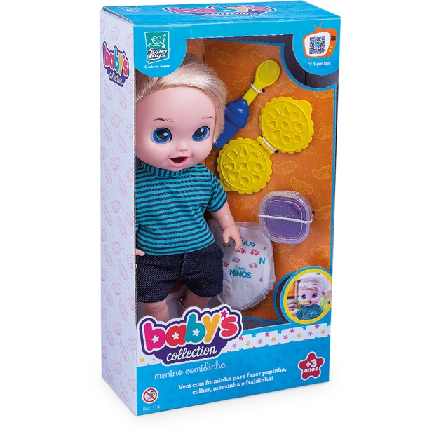 Boneco Babys Collection Menino Come Comidinha e Faz Caquinha | Shopee ...