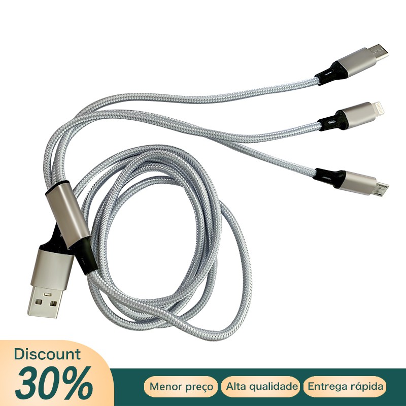Cabo de carregamento multi USB Cabo universal 3 em 1 de carga rápida ...